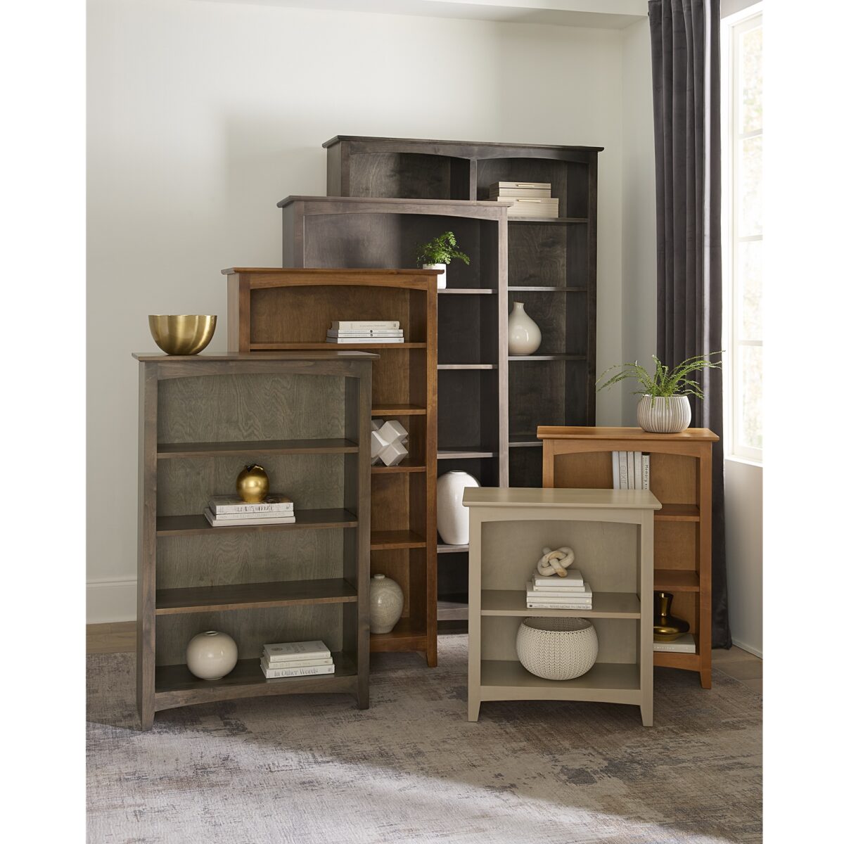 63072D 30"x 72" Alder Shaker Bookcase with Doors